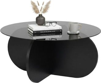 Dmora Cugnoli Couchtisch, rund, Tischplatte aus Glas, Ablage transparent, 75x75x35h cm schwarz