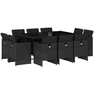 vidaXL Vidaxl - Ensemble &agrave; manger de jardin 11 pcs coussins noir r&eacute;sine tress&eacute;e