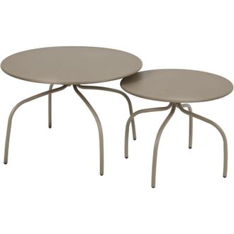 Oviala Lot de 2 tables basses gigognes de jardin taupe