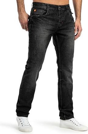 Sublevel Jean pour homme coupe droite slim pantalon en denim pantalon cargo pantalon jean, Slim Fit Black Denim, 42W