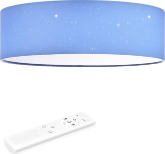 Navaris LED Deckenleuchte 40cm - Dimmbar Farbtemperaturwechsel Fernbedienung - 22W Stoff Hellblau Sternenhimmel - Wohnzimmer Lampe Schlafzimmer Deckenlampe Ki