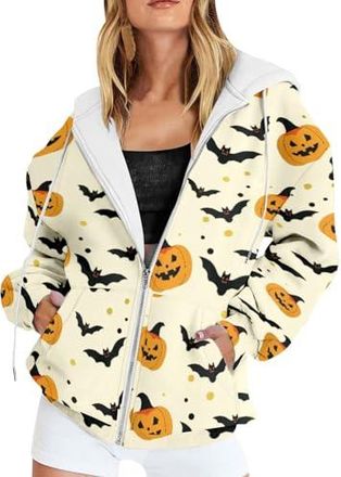 Generic Vestes &agrave; capuche &agrave; fermeture &eacute;clair pour femme 2026 - Coupe ample - Avec imprim&eacute; graphique - Veste polaire pour activit&eacute;s de plein air et streetwear q