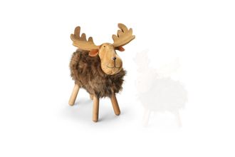 Philippi Jakob Elch, Deko-Figur, Naturholz und Webpelz, Skandinavischer Stil, Winterliche Dekoration, Weihnachtsdekoration (Gr&ouml;&szlig;e L)