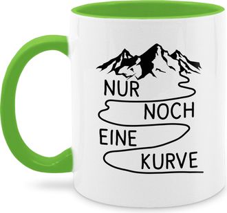 Shirtracer Tasse Tassen 325ml - Wandern - Nur noch eine Kurve - 325 ml - Hellgrün - wanderfreunde berg geschenk für wanderer berge bergen wander kurven sprüche i