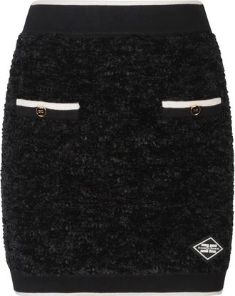 Elisabetta Franchi Femme, Jupes, Noir, Taille: 40 FR Jupe avec d&eacute;tail logo