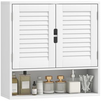 HOMCOM Badezimmerschrank, Wandschrank mit verstellbaren Einlegeb&ouml;den und Soft-Close-T&uuml;r, Toilettenschrank f&uuml;r Badezimmer, Wohnzimmer, 60 x 20 x 60 cm, wei&szlig;