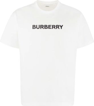 Burberry Homme, Tops, Blanc, Taille: L T-shirt en coton &agrave; col rond