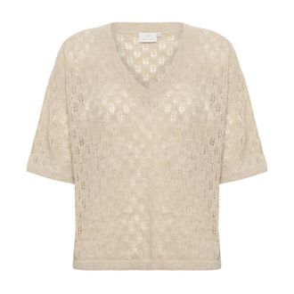 Kaffe Kalourine V-Neck Pullover - - Knitwear - Damen - Beige - S
