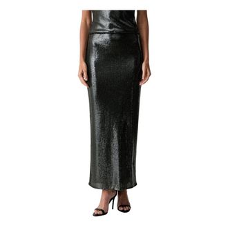Patrizia Pepe Pailletten-Maxirock aus T&uuml;ll - - Skirts - Damen - Gr&uuml;n - L