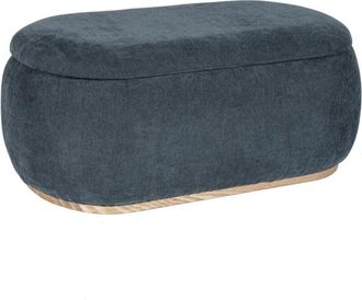 Vente-Unique Vente-unique - Pouf coffre de rangement en tissu texturé bleu mopilo