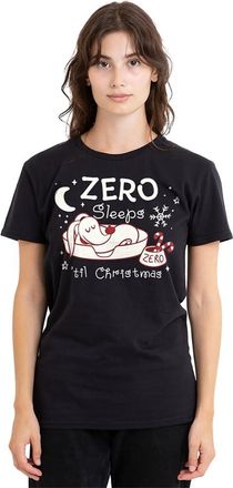 The Nightmare Before Christmas Disney Nightmare Before Christmas Zero Sleeps Til Christmas Damen-T-Shirt, schwarzes T-Shirt, Schwarz, XXL