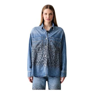 Liu Jo Femme, Blouses et Chemises, Bleu, Taille: 38 FR Chemise en jean