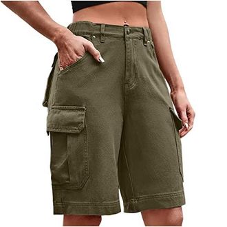Generic Short en Jean Taille Haute Large Bermudas Tennis Court Vert Vetements Gym Confortable Cotel&eacute; Camouflage Danse 50 Ciel Couleur Clair Loose Multicolore 