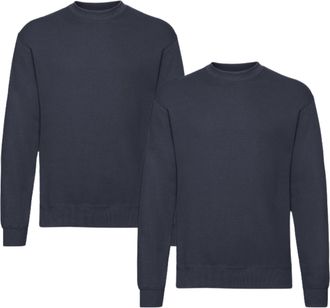 Fruit Of The Loom 2er Herren Sweatshirt Classic Set In Sweat M L XL XXL 3XL 4XL 5XL| Oeko-Tex Zertifiziert |Verschiedene Farbsets & HLKauf-Block(2X Deep Navy & 1x HLKau