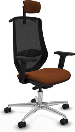 Piqueras y Crespo Ergonomischer Stuhl f&uuml;r lange Tage mit 2D-Armen, h&ouml;henverstellbare Lendenwirbelst&uuml;tze und h&ouml;henverstellbares Kopfteil, Schwarz / Braun