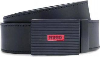 HUGO BOSS Homme, Accessoires, Noir, Taille: ONE Size Ceinture r&eacute;versible en cuir italien avec boucle plaque