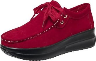 Generic Mocassins pour femme - Coupe large - Style d&eacute;contract&eacute; - Chaussures &eacute;l&eacute;gantes &agrave; lacets - Bout rond - Couleur unie - Talon compens&eacute; - Confortables - Ch