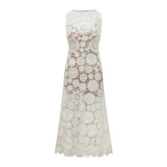 Self Portrait Crochet Maxi Dress - - Dresses - Damen - Wei&szlig; - S