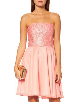 Swing Damen Ballkleid mit Spitzenverzierung, Mini, Einfarbig, Gr. 34, Orange (koralle 7777)