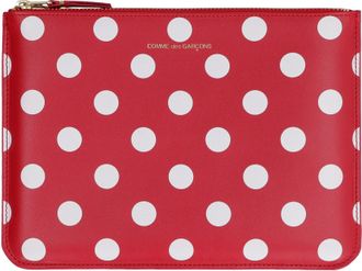 Comme Des Gar&ccedil;ons Mens Leather Pouch Red Cow Hide Clutch Bags