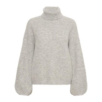 Gestuz Hellgrauer Melange Rollkragenpullover - - Knitwear - Damen - Grau - 2XS