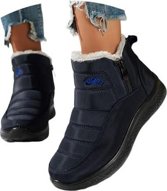 Generic Bottes de neige imperm&eacute;ables pour femme - Coupe large - Doublure en fausse fourrure - Fermeture &eacute;clair lat&eacute;rale - Chaussures dhiver confortables et an
