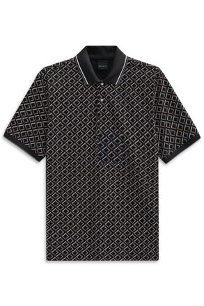 Bugatti Herren Polo Shirt Kurzarm 8150-85032D Modern Fit Polokragen Allover-Rauten-Muster stilvoll bequem pflegeleicht