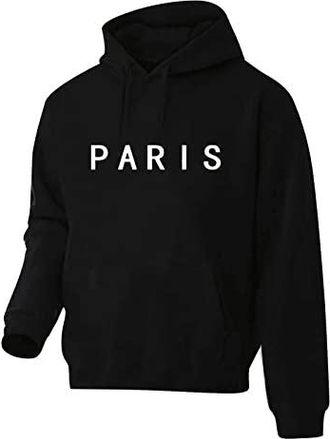 Generic Manteau à capuche en polaire confortable pour homme - Automne et hiver - Motif de lettre décontracté imprimé avec du velours - Cadeau de Noël, Noir, 3