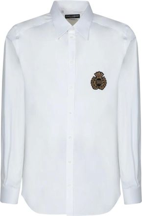 Dolce & Gabbana Homme, Chemises, Blanc, Taille: M Heraldic Patch Shirt