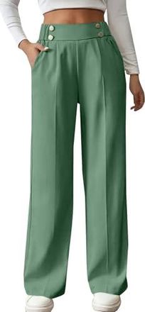 Generic Pantalon large pour femme - Taille haute - Coupe droite - Pantalon Palazzo &eacute;l&eacute;gant et d&eacute;contract&eacute; - Pantalon de travail d&eacute;contract&eacute; - Taille &eacute;lastique