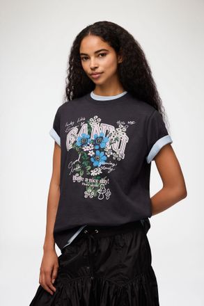 Ganni T-shirt &agrave; motif floral Multicolore Coton biologique - Taille XS - Pour Femme