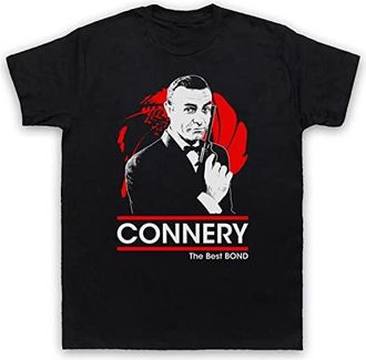 My Icon Art and Clothing Sean Connery The Best Bond British Spy Secret Agent 00 Double O T-Shirt des Hommes, Noir, XL