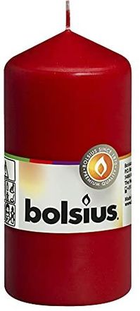 Bolsius Lot de Bougies Pilier, Cire de Paraffine, Rouge, Pillar Candle, Single in Cello, 120/60 mm
