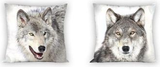 Faro Wolf Kissen Dekokissen 40x40 cm, Tier, Baumwolle, Quadratisch, Weich, 40x40 cm, Kissen