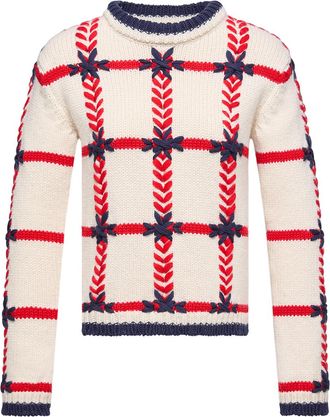 Moncler Moncler Embroidered Polo Neck Wool Blend Jumper, Women, White, Size: M