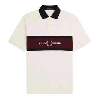 Fred Perry Polohemd mit besticktem Einsatz - - Tops - Herren - Beige - XL