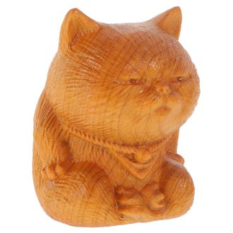 Cabilock Handgeschnitzte Holzkatzenfigur Miniatur S&uuml;&szlig;e Katzenskulptur Handgefertigt Leicht Tragbar Dekoratives Holzk&auml;tzchen F&uuml;r Regale Und Schreibtisch Wohnzim