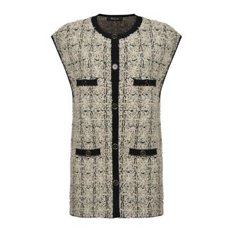 Mes Demoiselles... Marineblau und Ecru Tweed Wollweste - - Jackets - Herren - Wei&szlig; - M