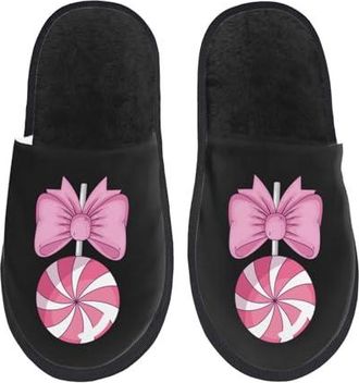Generic Chaussons Délicieux Ruban Noeud Sucette Lavables Pantoufles Avec Semelle Caoutchouc Slippers Pour Outdoor Unisex Hôtels L