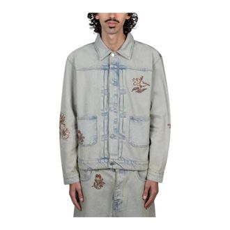 Dr&ocirc;le de Monsieur Bestickte Blumen-Denimjacke - - Jackets - Herren - Blau - L