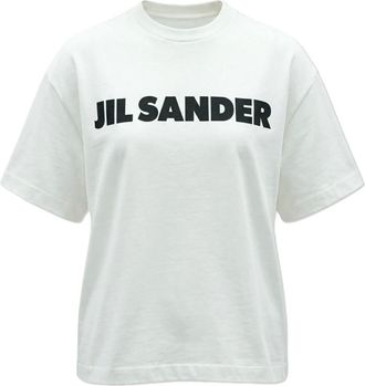 Jil Sander Femme, Tops, Blanc, Taille: 42 FR Logo T-Shirt