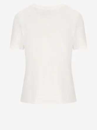 Chlo&eacute; Womens Cotton T-Shirt With Logo Print White Shell: T-Shirts & Jerseys