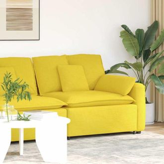 vidaXL Modulares Sofa Endmodul mit Armlehne Kissen Hellgelb 100 cm Vidaxl