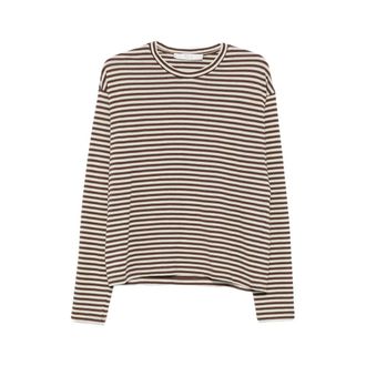 Tela Femme, Tops, Brun, Taille: 38 FR Pull &agrave; col rond ray&eacute;
