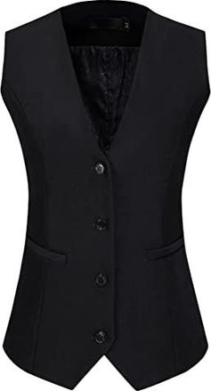 ORANDESIGNE Femme Gilet de Tailleur sans Manche Couleur Unie Gilet de Costume sans Manche Col V Slim Fit Rétro Vintage Vêtements Gilet Affaires Tenue de Travail D
