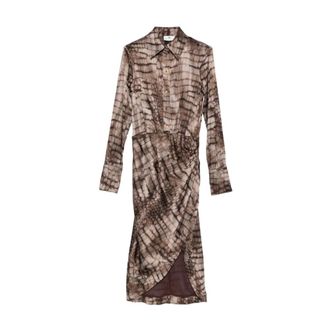 Elisabetta Franchi Femme, Robes, Multicolore, Taille: 44 FR Robe chemise en satin stretch avec imprim&eacute; alligator