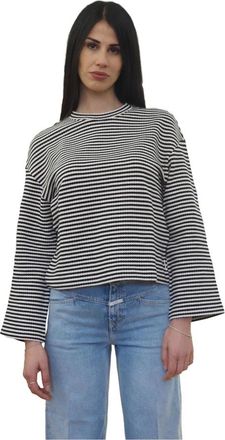 Closed Femme, Pulls, Gris, Taille: 40 FR Maille de Coton Ray&eacute;e