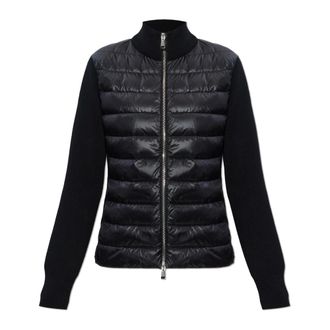Moncler Femme, Pulls, Noir, Taille: 42 FR Cardigan &agrave; col roul&eacute; avec rembourrage en duvet