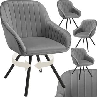 TecTake Lot de 4 Chaises de Salle &agrave; Manger Pivotantes Modernes Fauteuil Salon Velours Chaise Rembourr&eacute;e Confortable Chaise Design Meuble Salon pour Salle &agrave; Ma