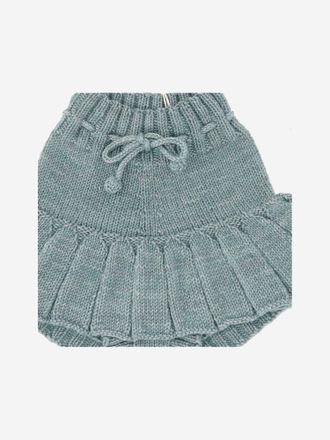 Misha & Puff Girls Wool Skirt With Integrated Shorts Light Blue Merino